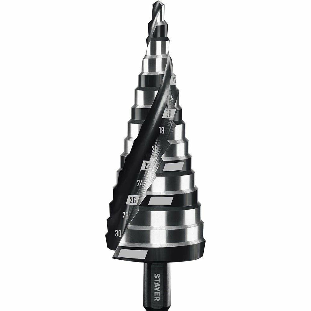 Cверло ступенчатое STAYER Pro-Max 4-32мм, 15 ступеней, винтовая спираль 29661-4-32-15