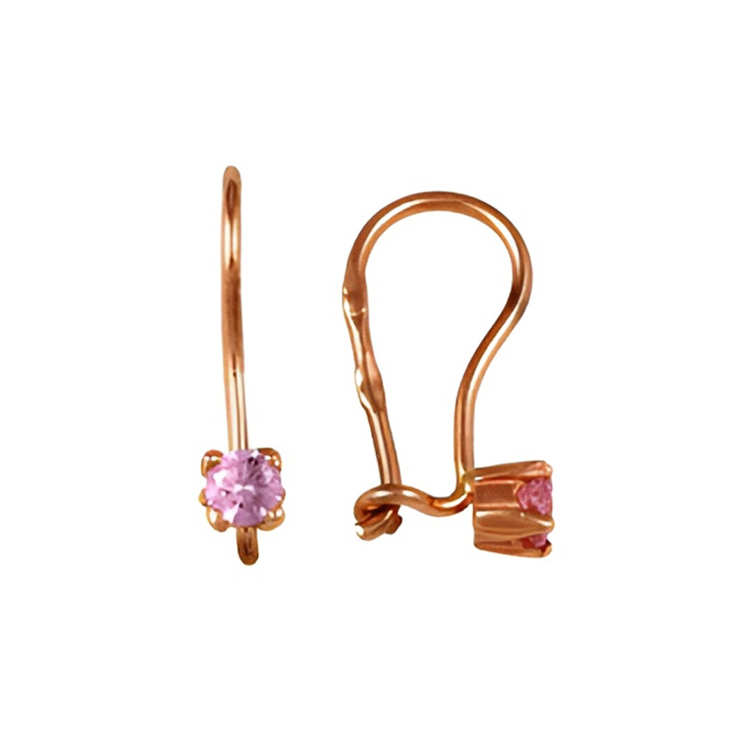 Серьги, красное золото, 585 проба, фианит