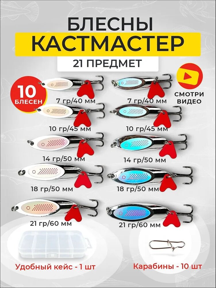 Блесна на щуку / Блесна для рыбалки / Кастмастер 10 шт.