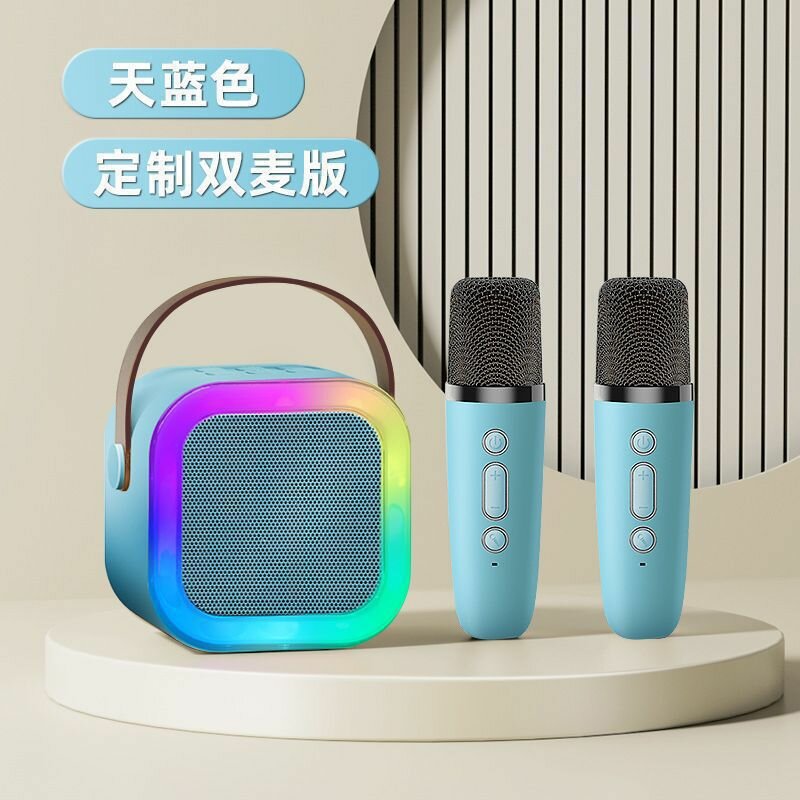 K12 синий Bluetooth микрофон для караоке, одиночный беспроводной микрофон для домашних развлечений, компактное