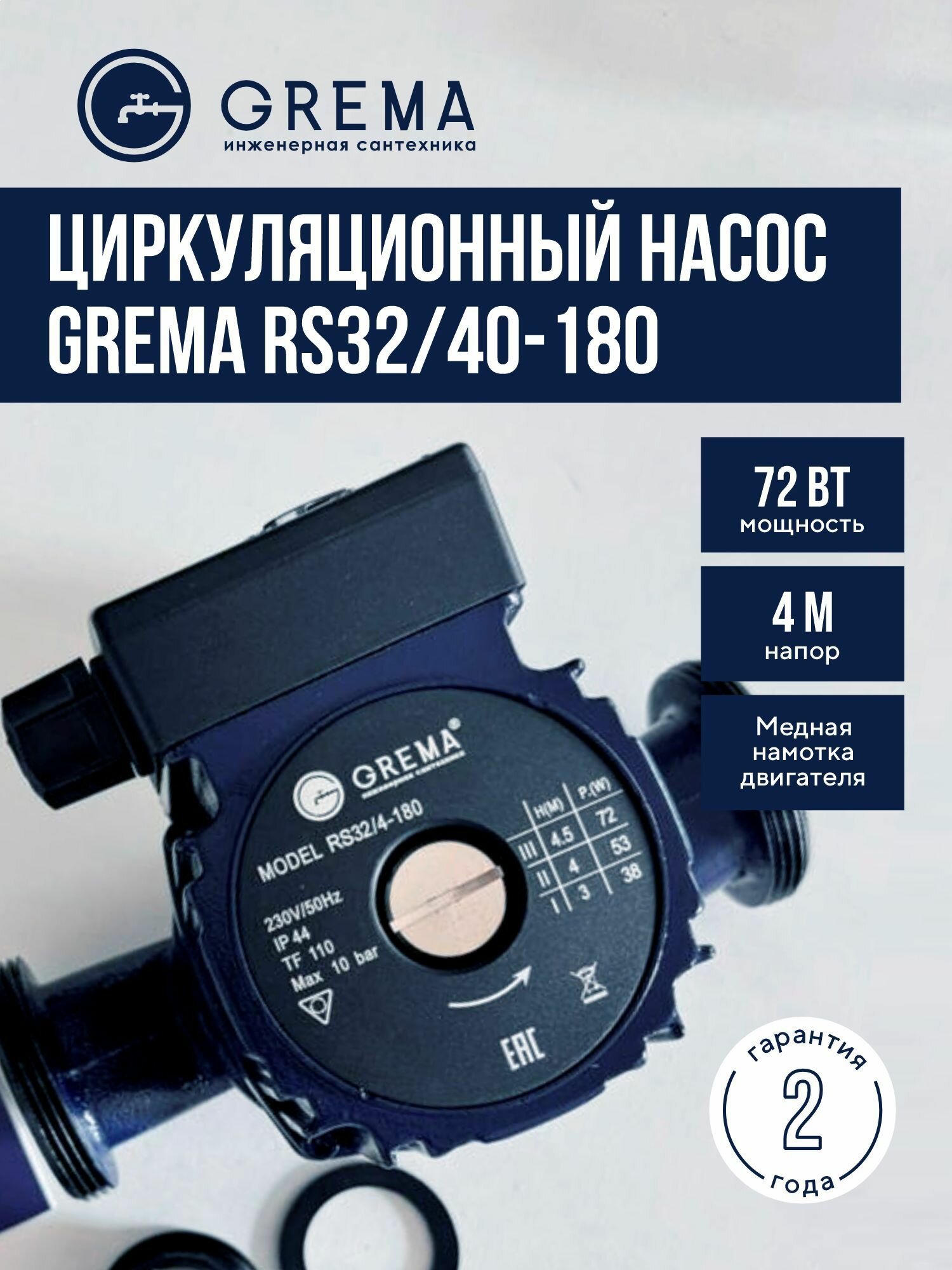 Насос циркуляционный GREMA RS32/40-180