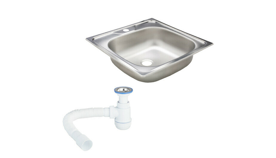 Мойка для кухни Ukinox Классика 48х48х14,5 см врезная с сифоном сталь (CLM480.480---4K OC/30980676)