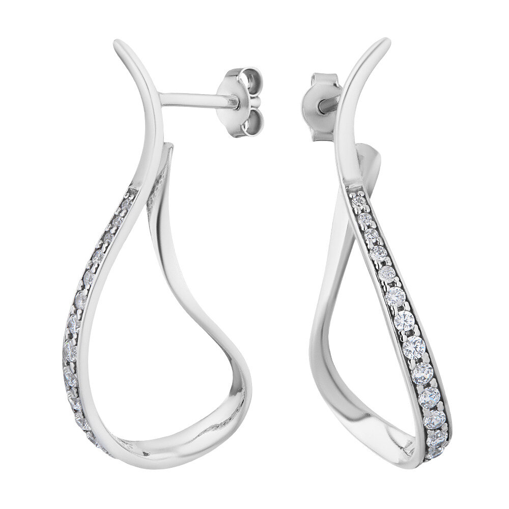Серьги, 925 проба, фианит