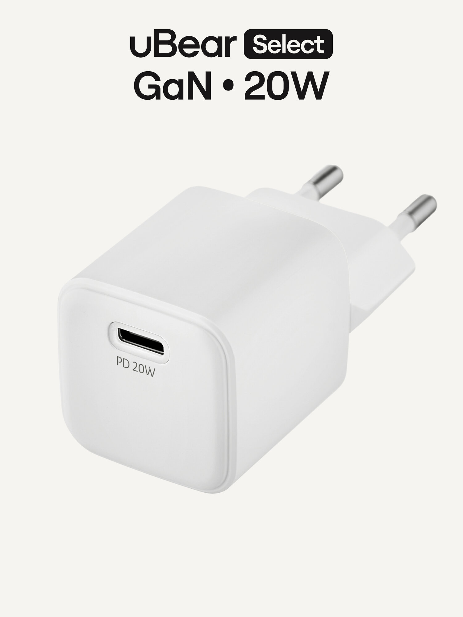 Сетевое зарядное устройство uBear Select USB-C 20Вт PD