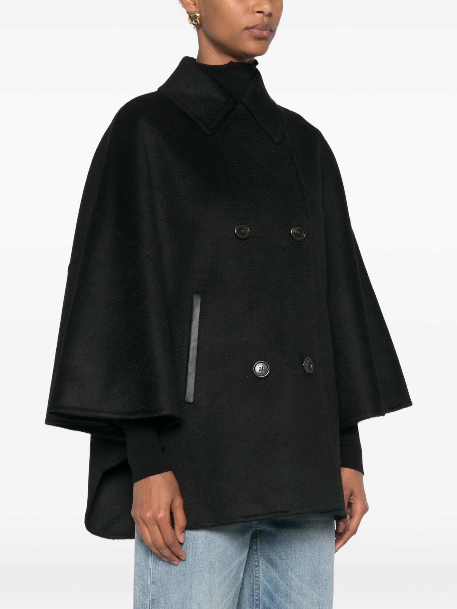 Накидка Max Mara Double-breasted cape coat, размер 46, черный — фото 1