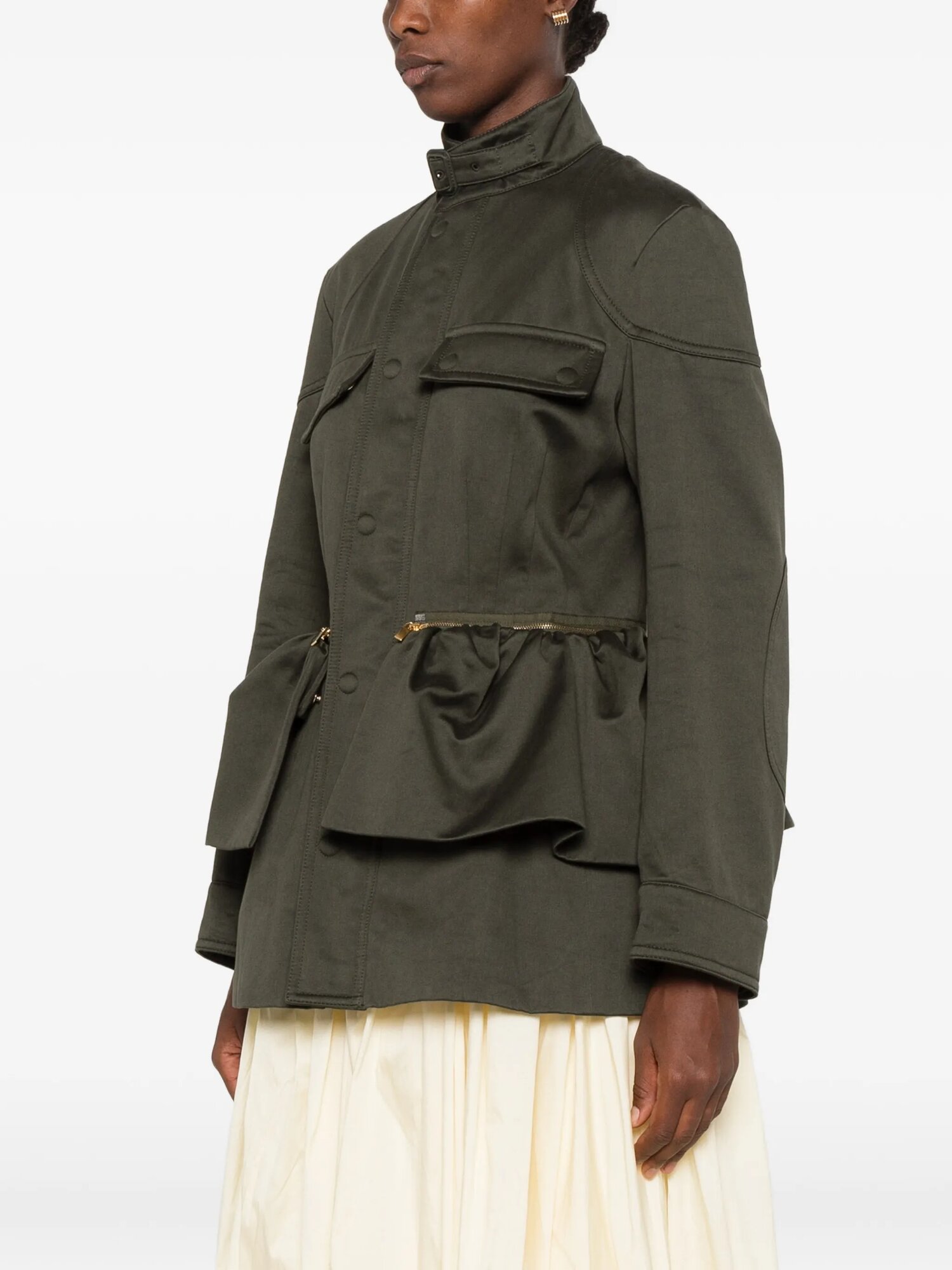 Пальто Esperanto ruffled-detailing zip-fastening coat