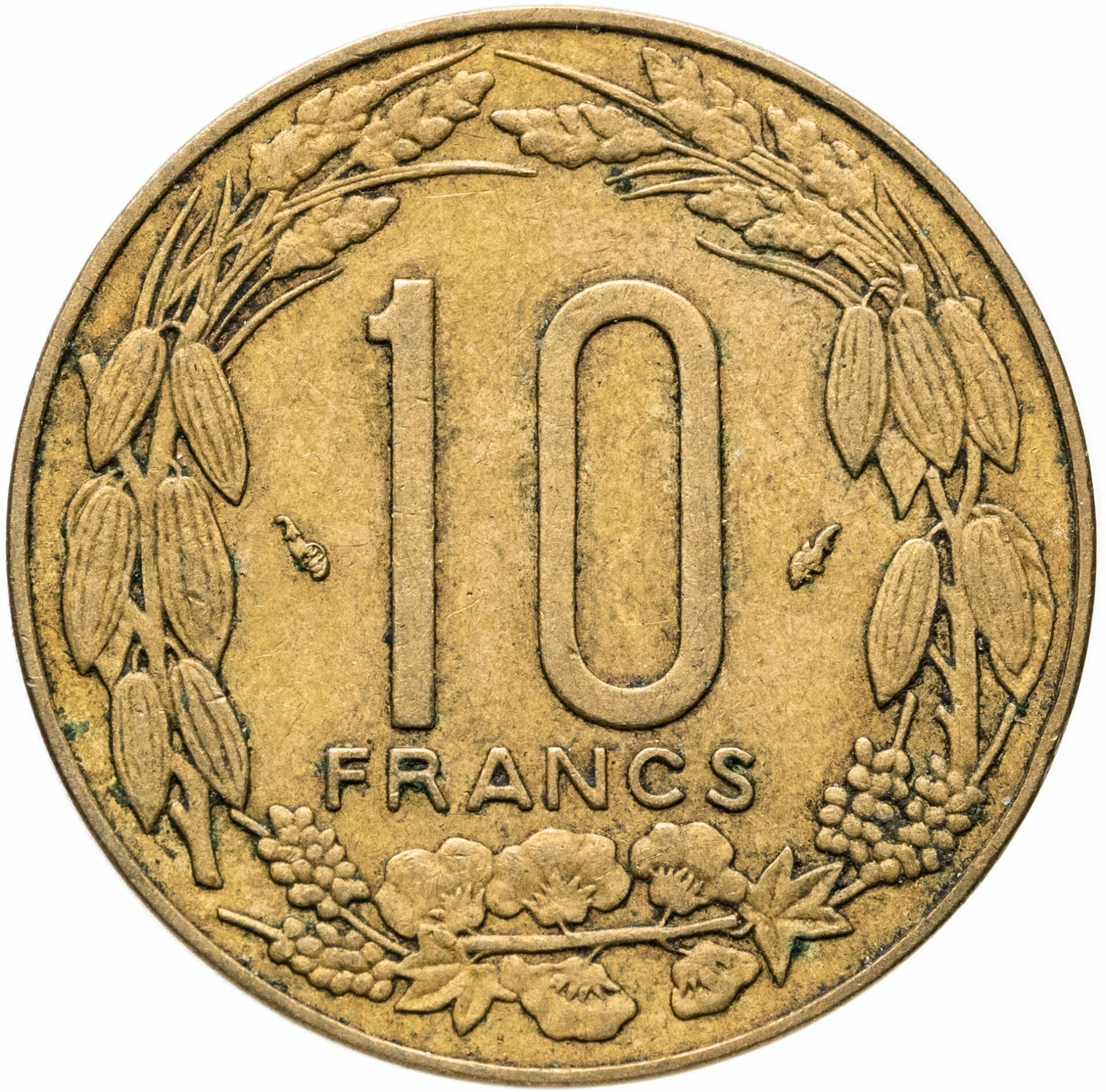 Центральная Африка BEAC 10 франков francs 1977, Бронза, в сохранности XF