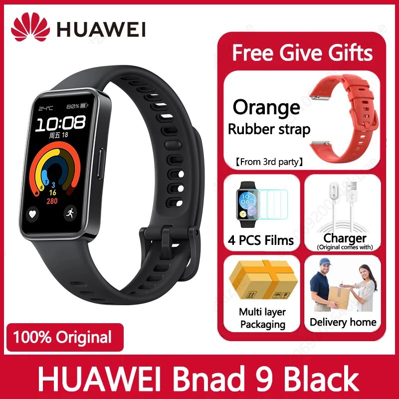 Huawei Band 9 для интеллектуальных упражнений B Add Orange Strap