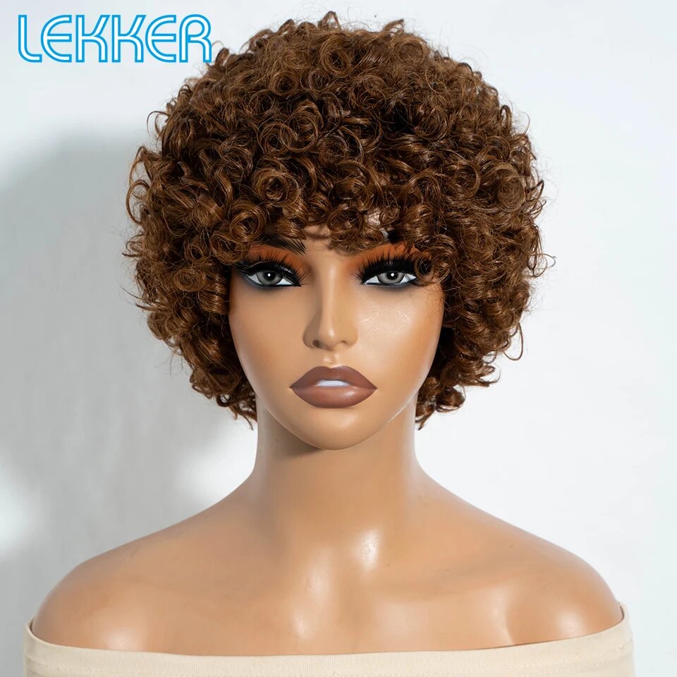 Парик Lekker Black Short Curly Bob из натуральных волос