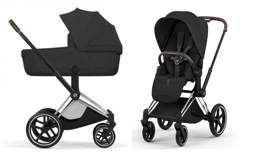 Детская коляска 2 в 1 Cybex Priam V Sepia Black на шасси Frame chrome/brown