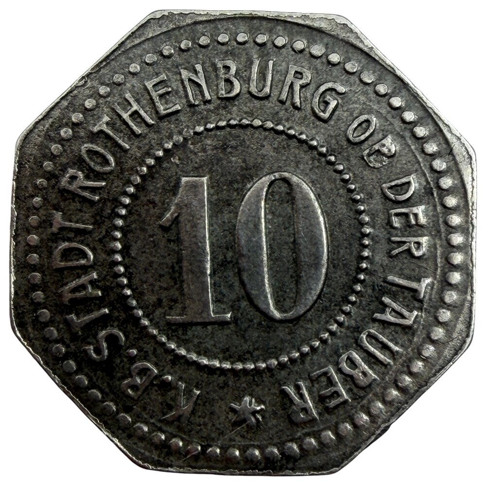 Германия, Германская империя, Ротенбург-об-дер-Таубер 10 пфеннигов 1918 г. (Fe) (Лот №2)