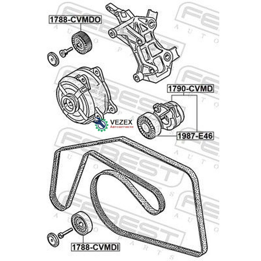 FEBEST 1788-CVMDI ролик обводной VOLKSWAGEN, AUDI 1788-CVMDI