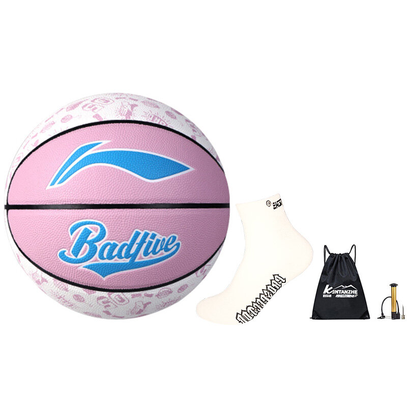 Баскетбольный мяч унисекс Li Ning Badfive Pu, розовый, белый, размер 7