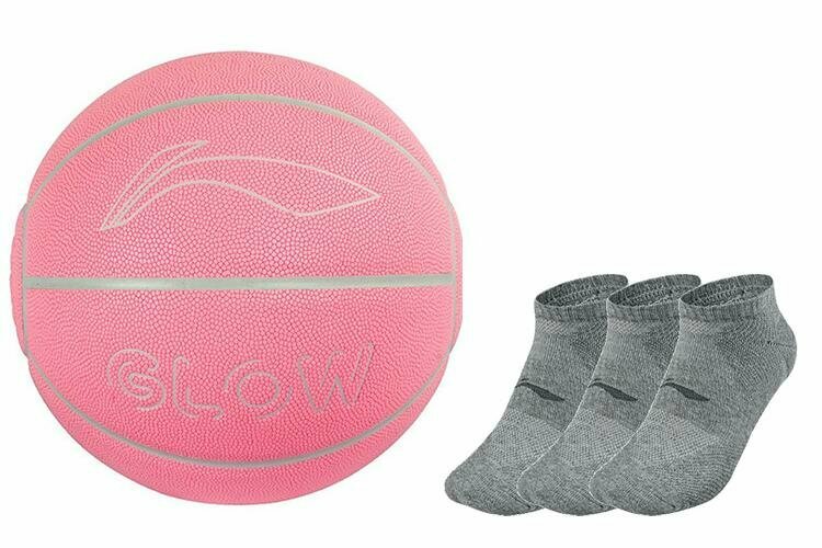 Баскетбольный мяч унисекс Li Ning Badfive Pu, розовый, размер 7, светящийся в темноте