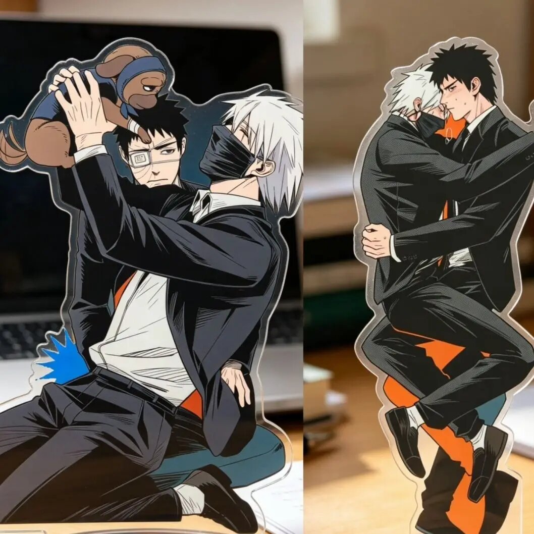 Фигурки NARUTO: Хатаке Какаши и Учихи Обито Bandai 2pcs, 10cm, акриловый