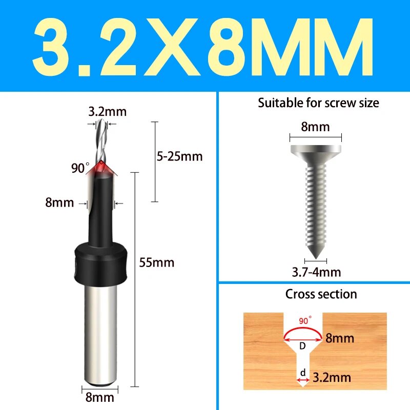 Зенкерное сверло Vsharp 6-14 мм 5PCS, 3.2x8