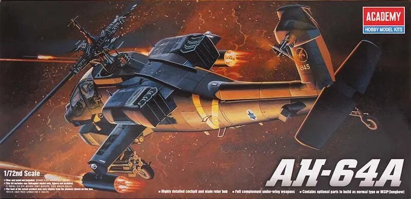 Academy 12488 1/72 Пластиковая модель вертолета AH-64A Apache
