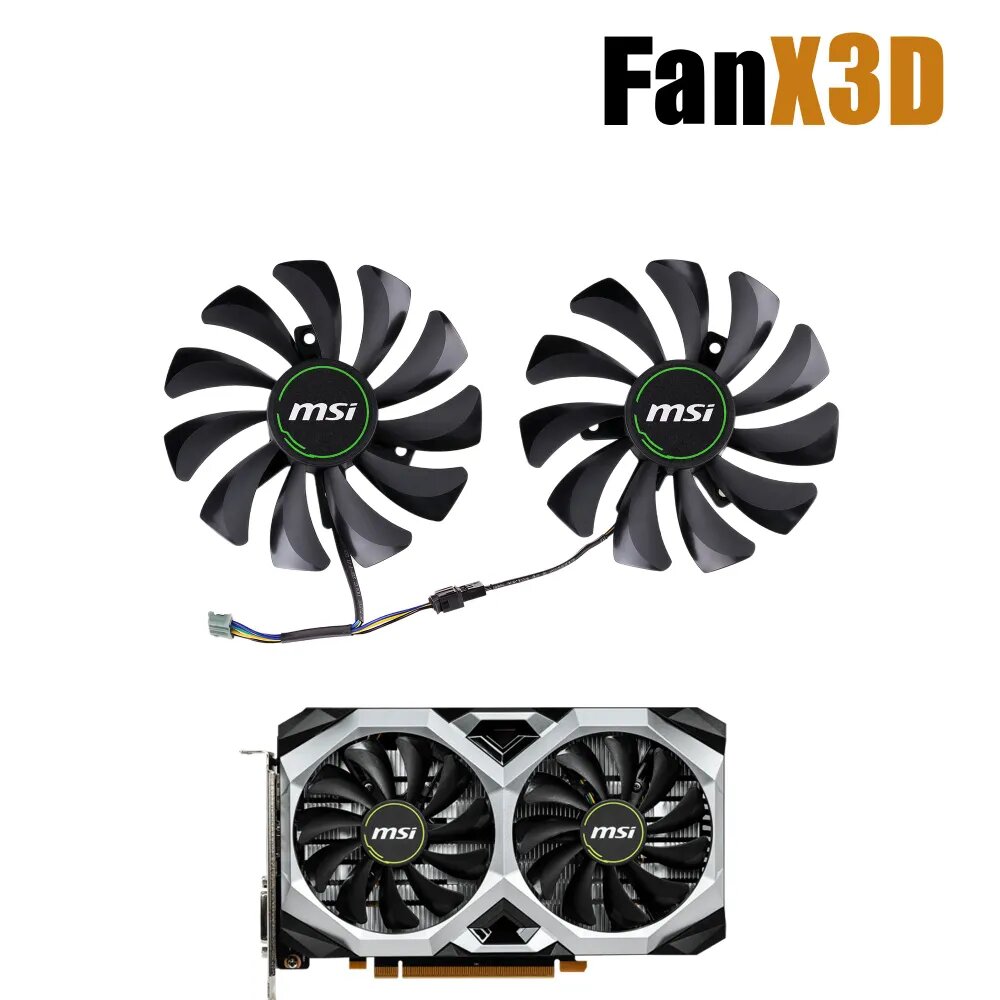 2 Вентиляторa (кулерa) 85мм XY-D09010SH Для видеокарты MSI GTX 1660 1660TI RTX 2060 VENTUS HA9010H12SB-Z