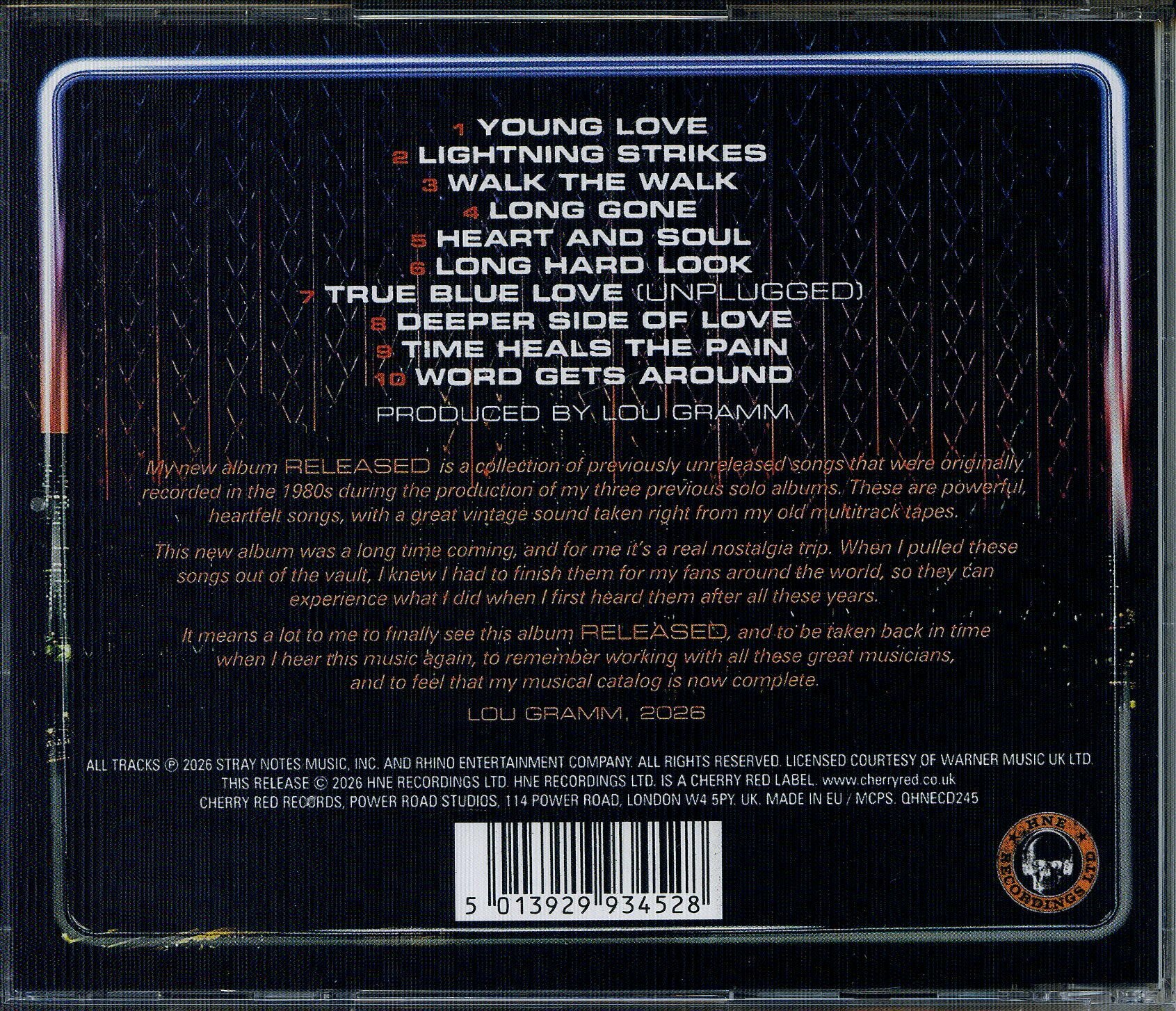 LOU GRAMM - Released 2026 г. Компакт диск — фото 1