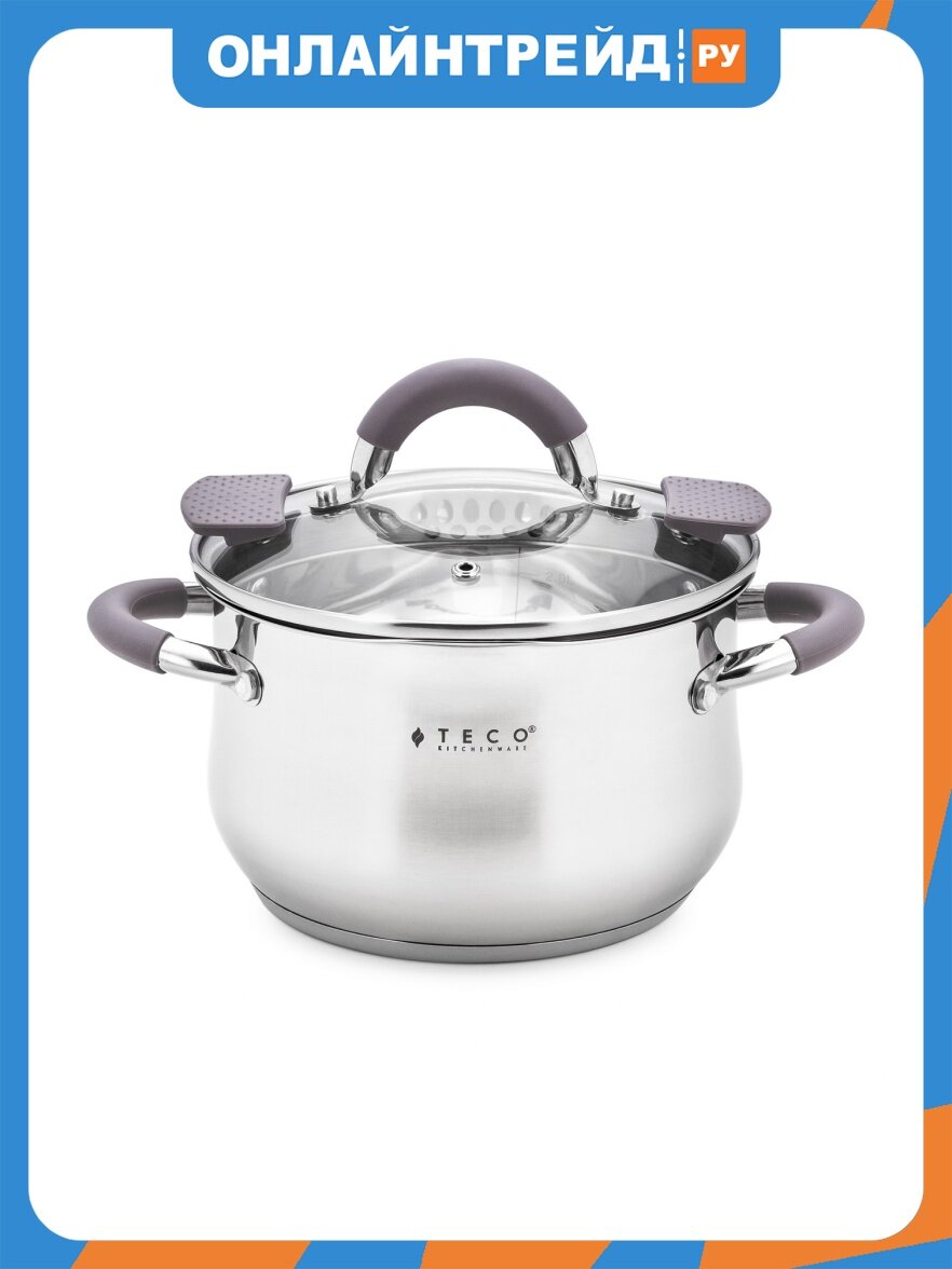 Кастрюля из нержавеющей стали c крышкой Teco TC-C2100-01G, 16см/2,1л