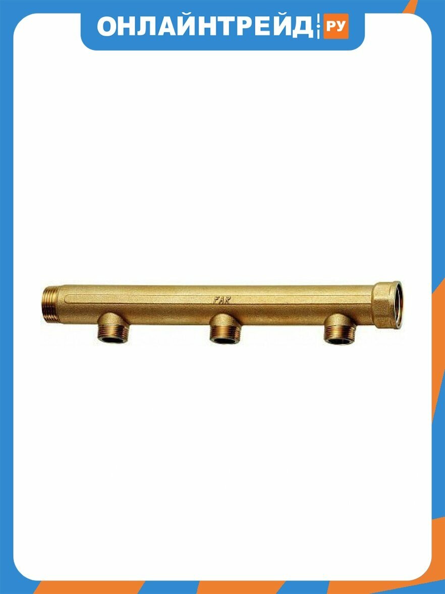 Коллектор Far 1" (ВР-НР) с 3 отв. 1/2" НР (межосев. 100 мм)
