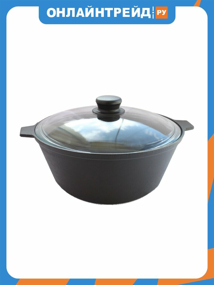 Кастрюля Камская Посуда , литая, чугунная, со стеклянной крышкой, 4,0 л