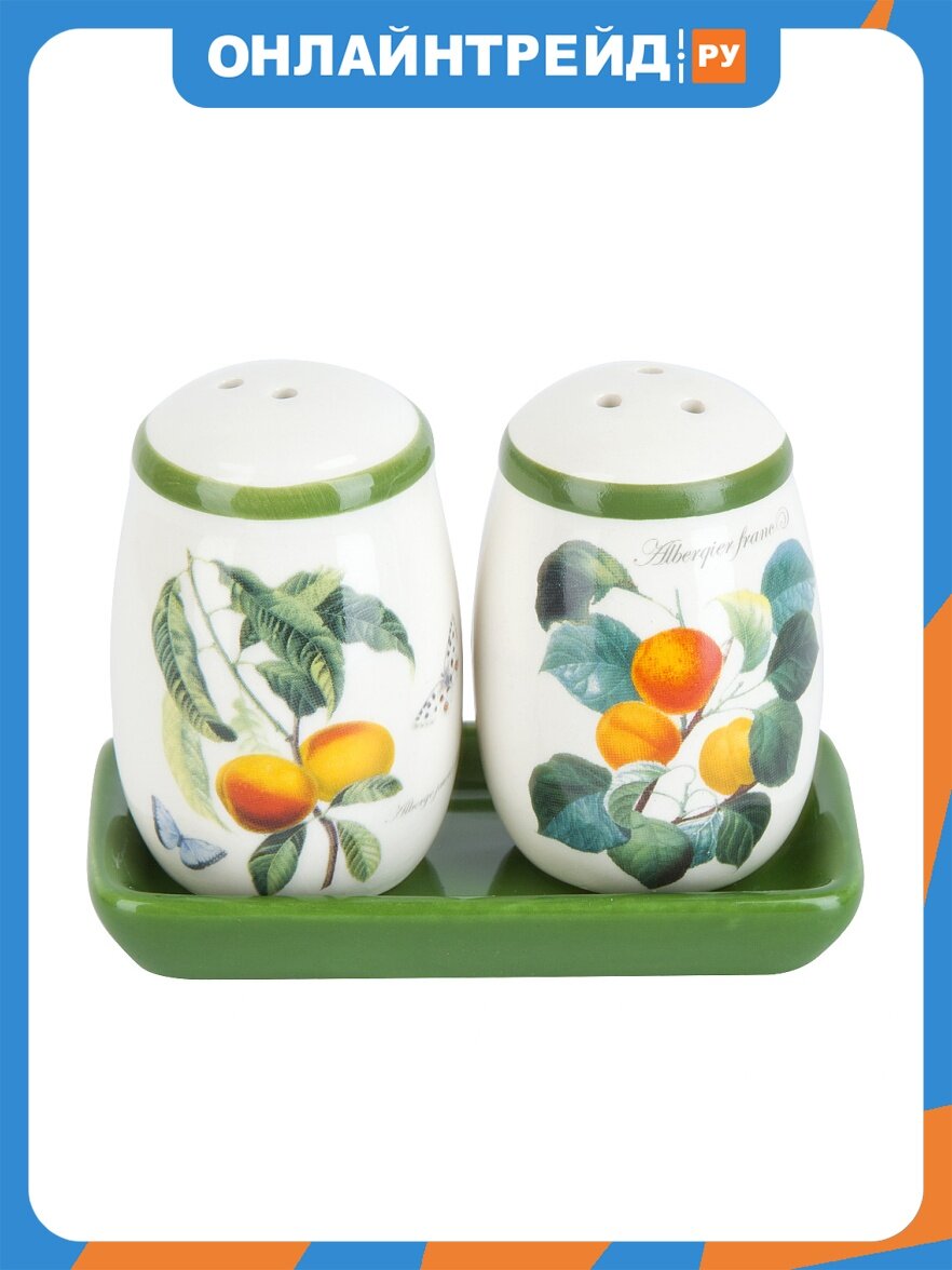 Набор для специй солонка/ перечница Dolomite "Fruit Garden" 11х6х8,5см (на керамической подставке) (L2521143)