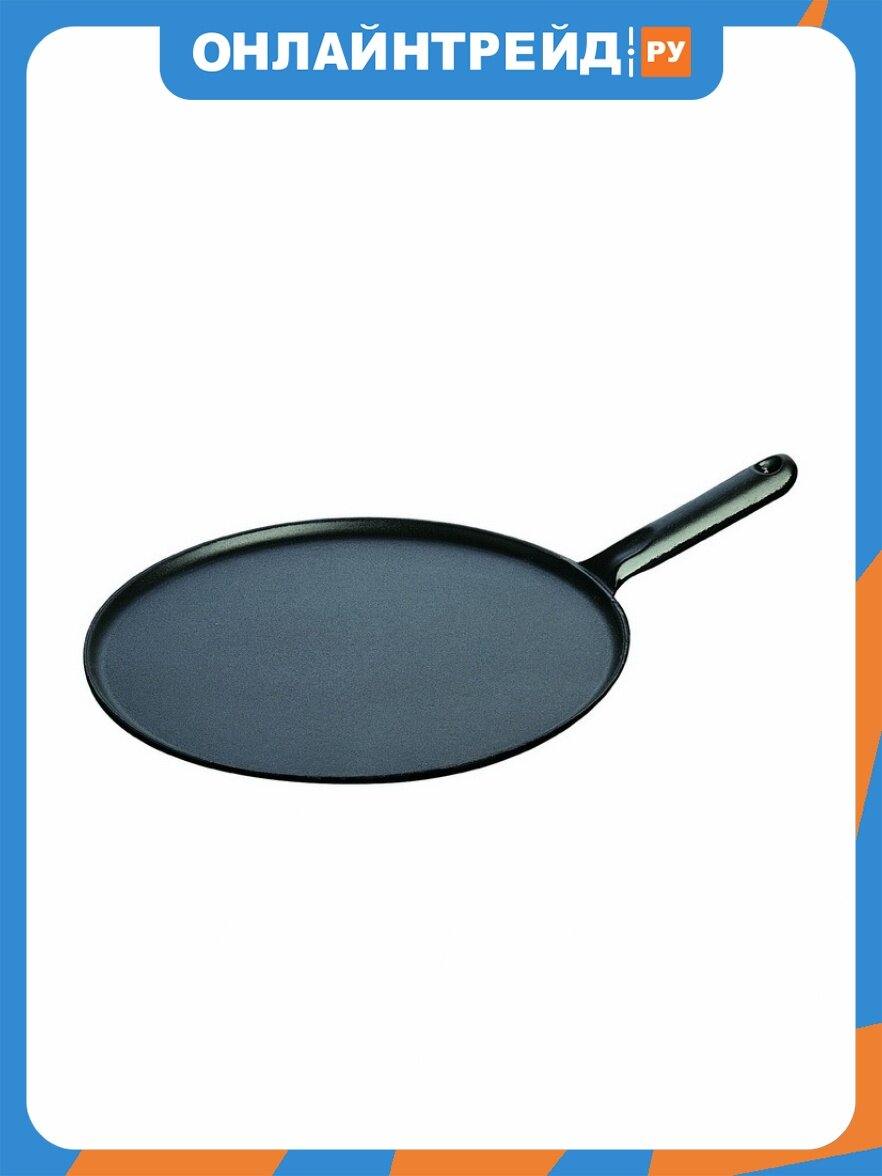 Сковорода для блинов Staub черная, с чугунной ручкой, 30 см, с приспособлением для размазывания и лопаткой (1213023)