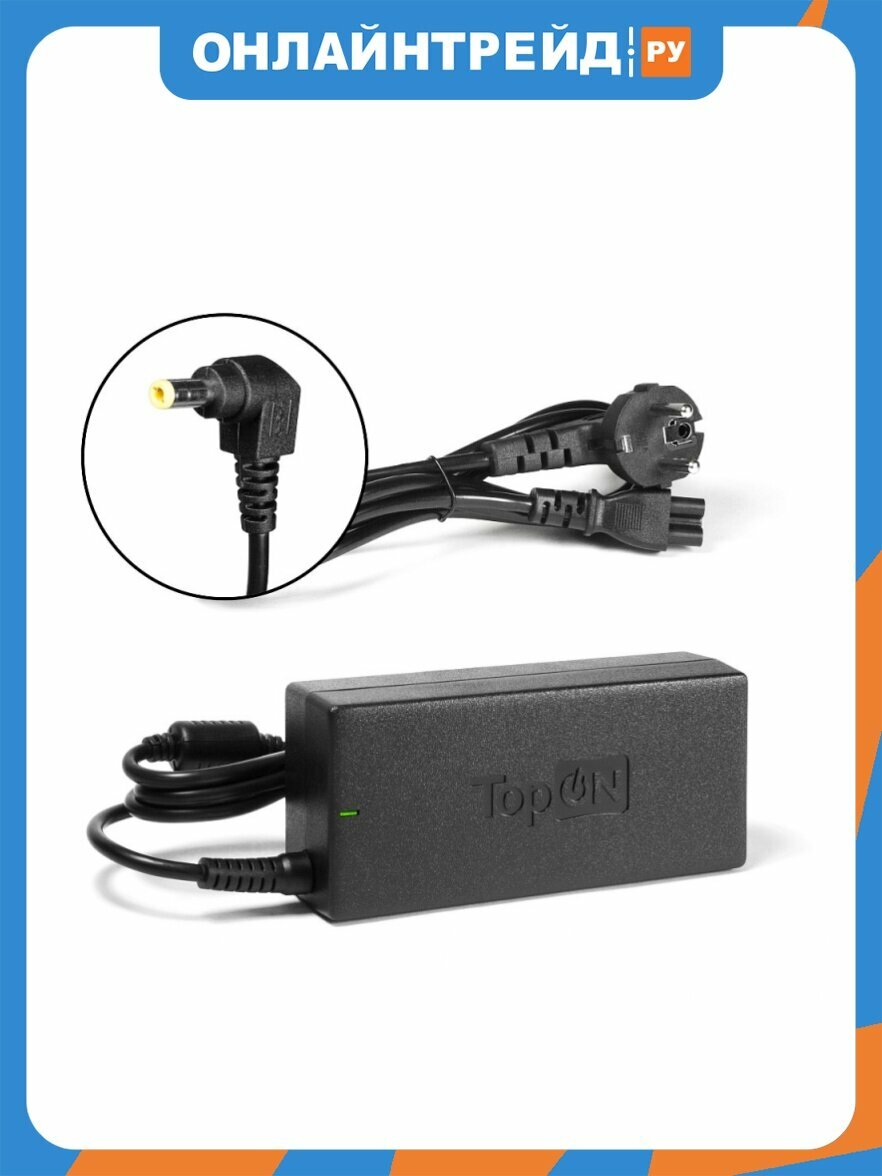 Блок питания для ноутбука Topon Asus A8, A6, F3, K50, W7, U6, Z9, X80 Series, Dell, HP, Toshiba, MSI. 19V 4.74A (5.5x2.5mm) 90W. PN: ADP-90CD BB, ADP-90SB.