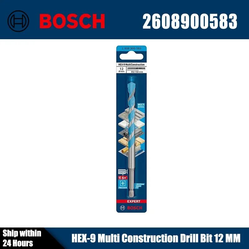 Bosch 2608900583 Сверло для многофункционального строительства EXPERT HEX-9 12 мм, шестигранный хвостовик, аксессуары для ударной дрели