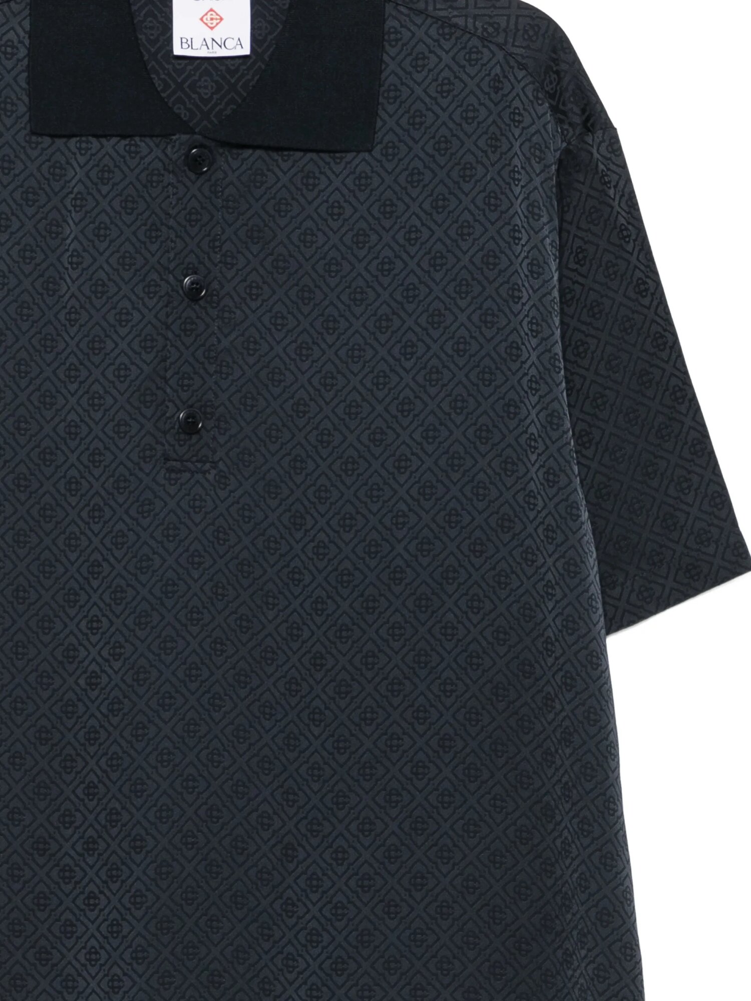 Рубашка Casablanca Monogram-pattern polo shirt, размер 52, Синий принт — фото 1