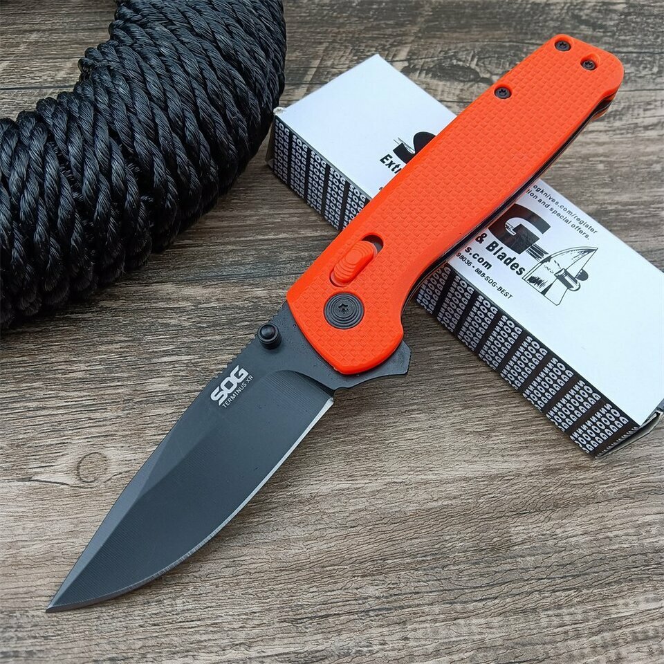 Складной нож SOG Terminus XR с автоматическим быстрым открытием, лезвие 2.9" из стали D2, рукоять из нейлонового волокна, тактический карманный нож для кемпинга.