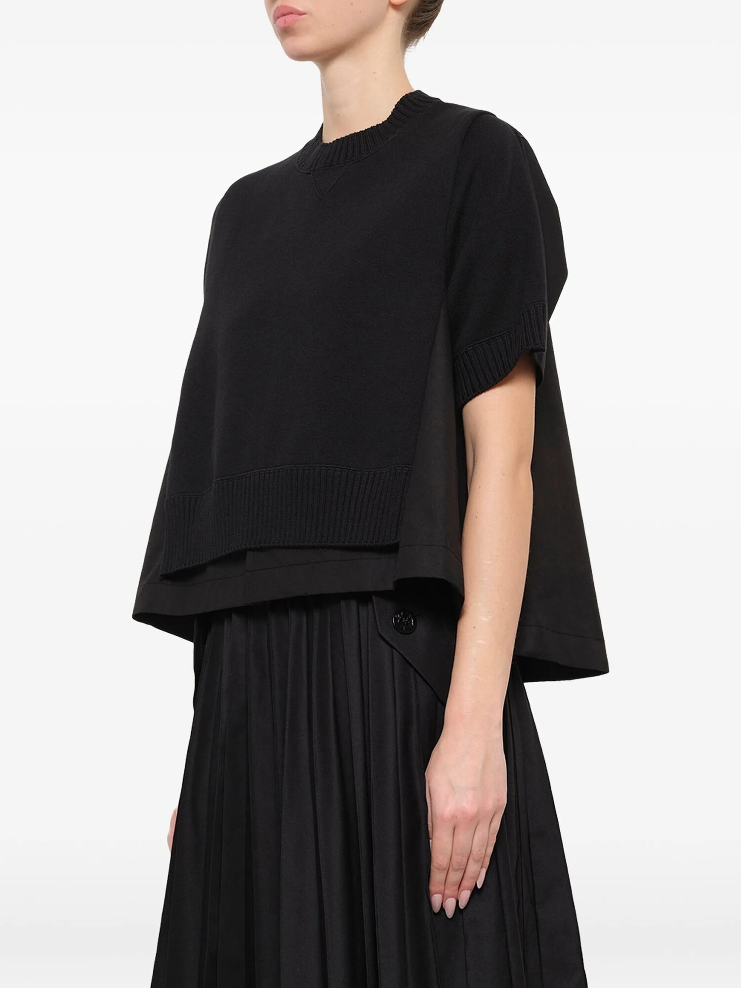 Футболка Sacai Layered-panel T-shirt, размер 42, black — фото 1