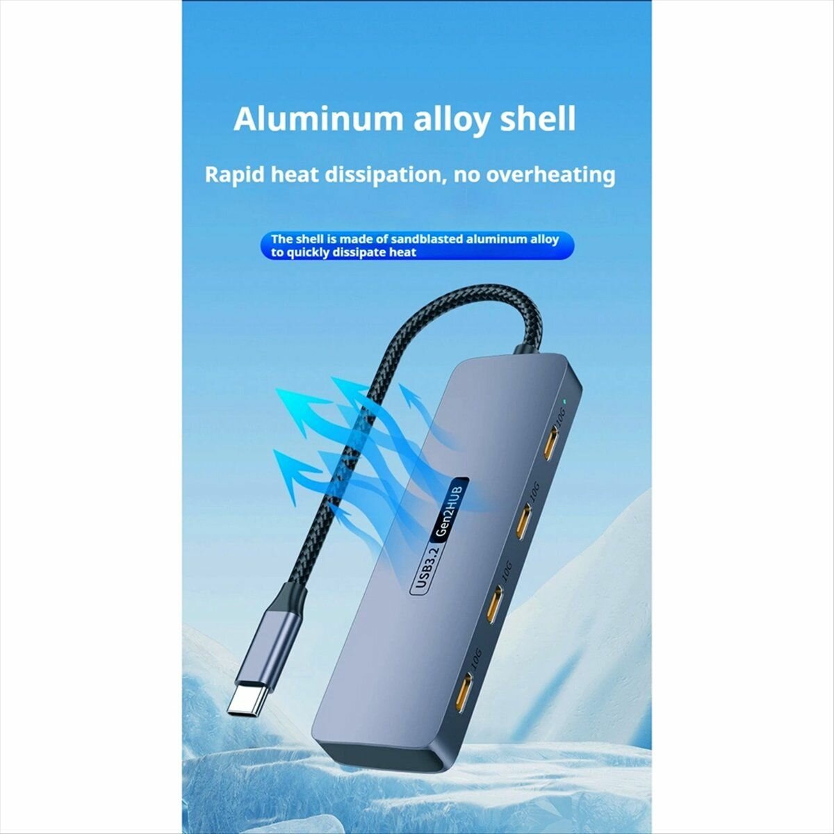4 Порта USB C HUB 10 Гбит/С Высокоскоростной Разветвитель Для Ноутбуков ПК