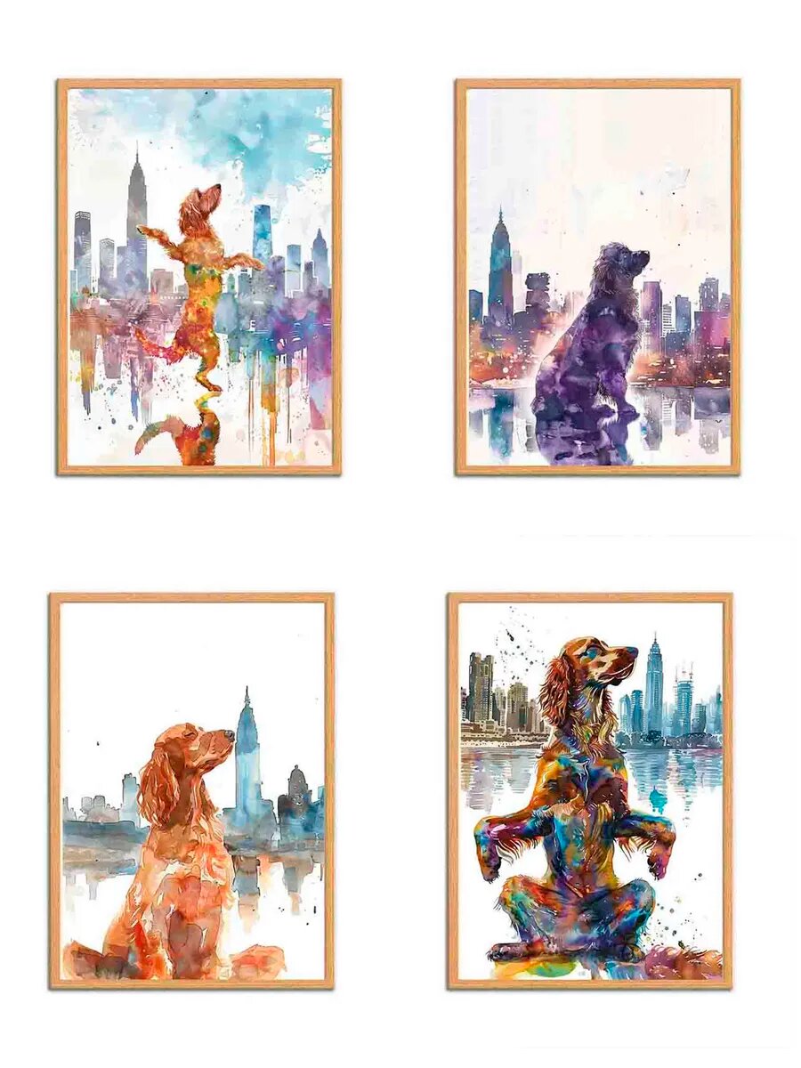 Русский спаниель Йога, 4 Плаката, 30x21см