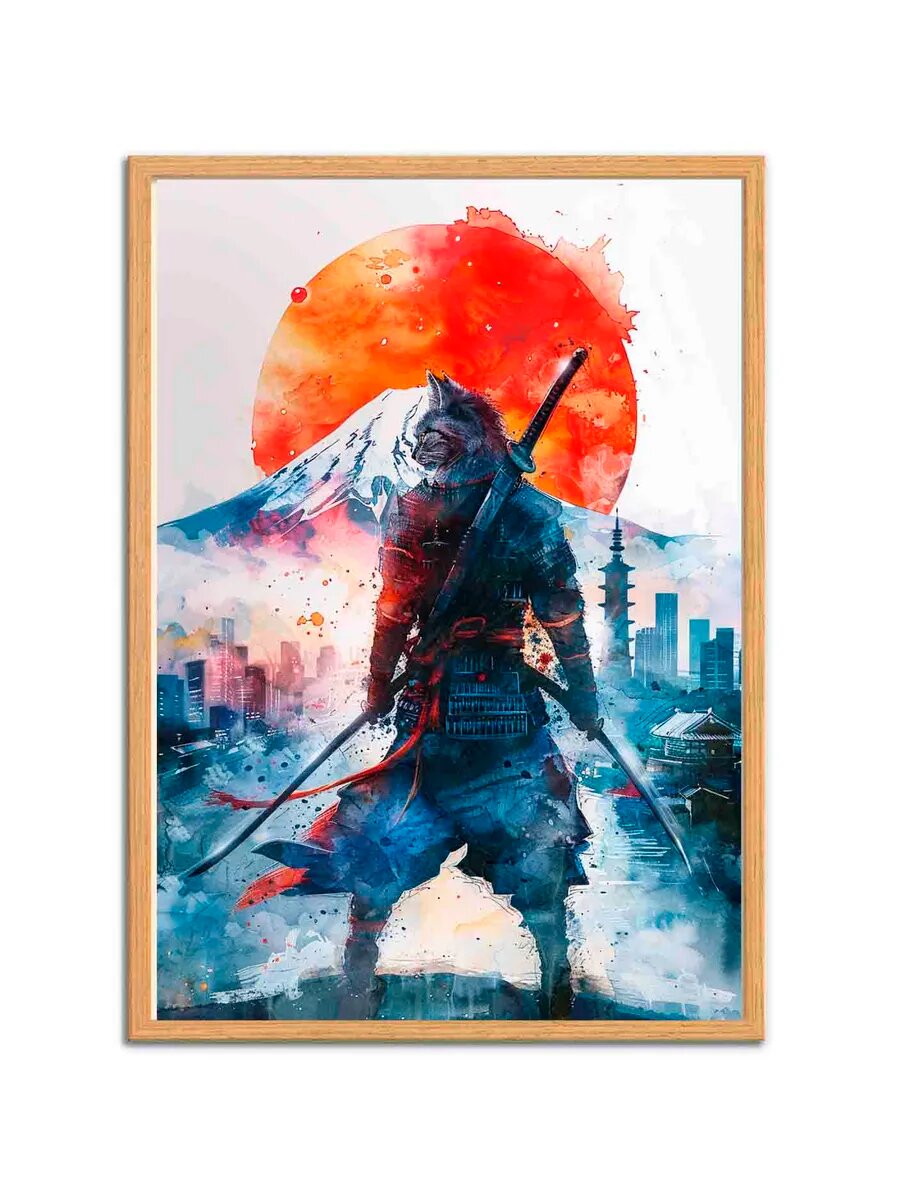 Рысь-животное-Самурай 2, Плакат 30x42см