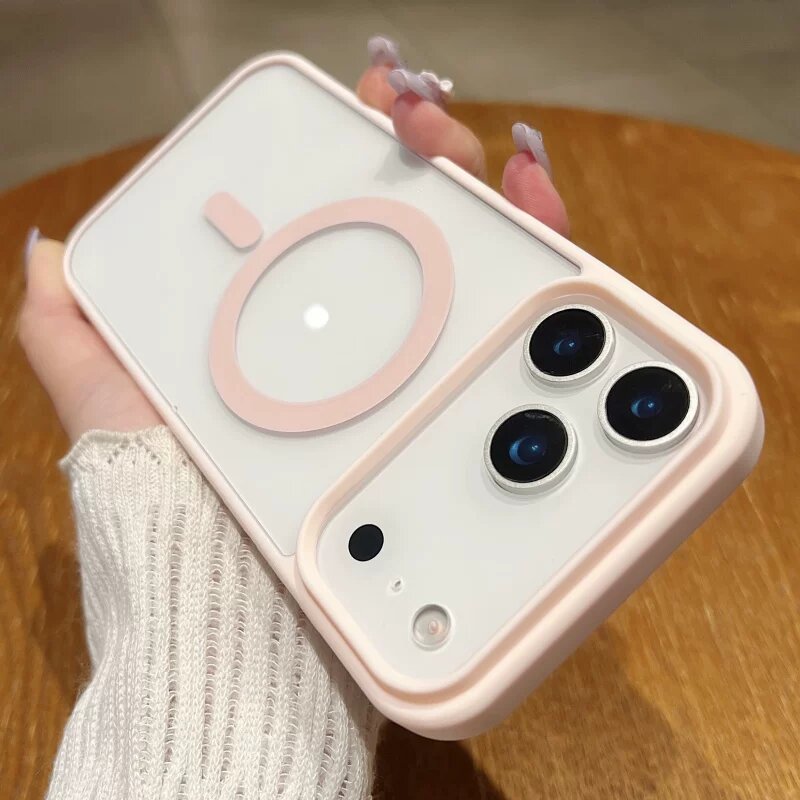 Магнитный зарядный чехол для iPhone 8 Plus, Акриловая твердая оболочка с большими отверстиями, Цвет сакуры, Премиум