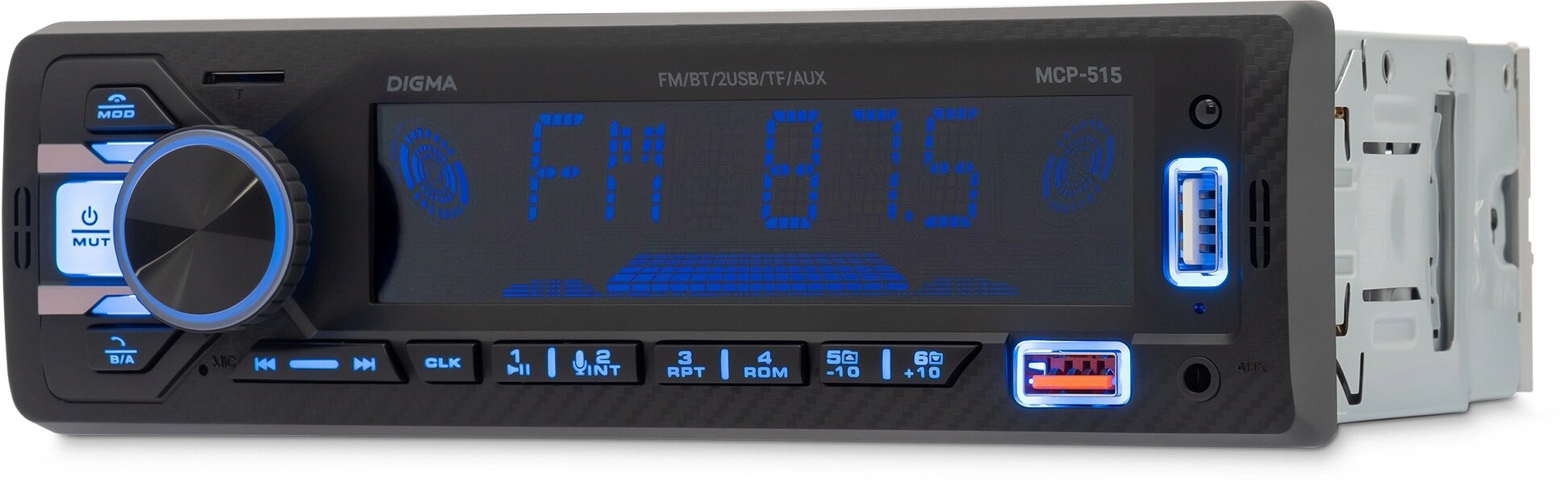 Автомагнитола Digma MCP-515 1DIN 45Вт v5.0 USB 2.0 AUX 4 ПДУ