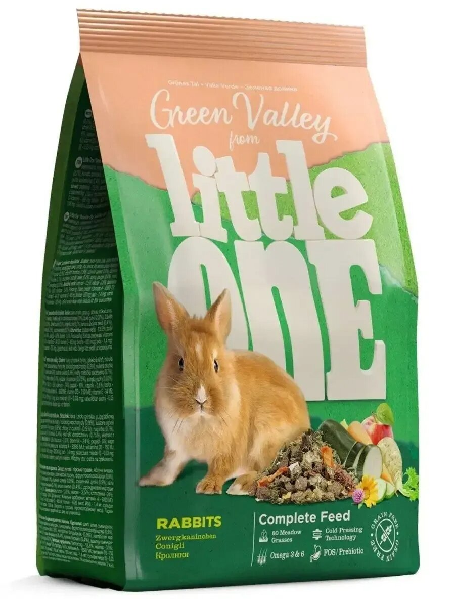 Корм LITTLE ONE "Green Valley" Зеленая долина для кроликов из разнотравья, 4 штуки по 750 г