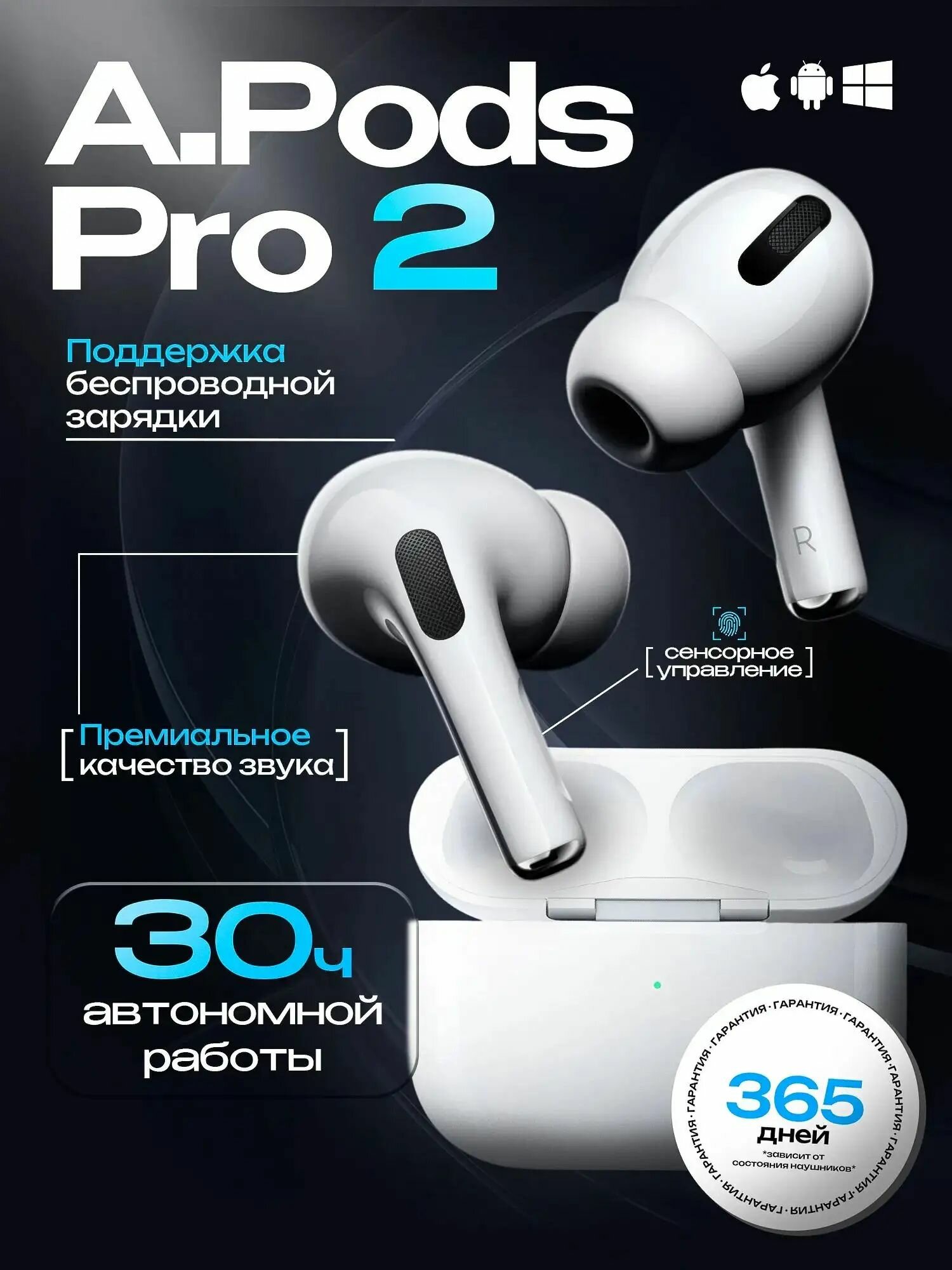 Наушники беспроводные для телефона с шумоподавлением и микрофоном Pods Pro2-pd