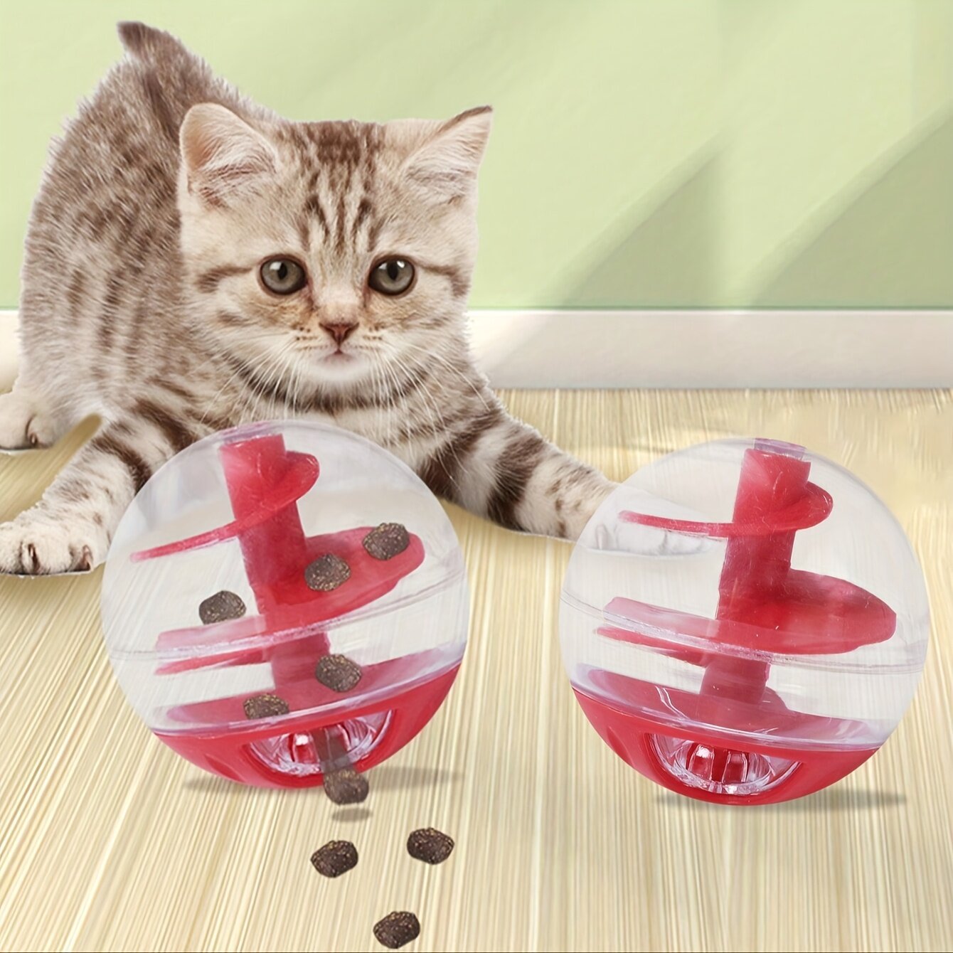 Игрушка-кормушка в виде мяча с дозатором для кошек, 2 шт.