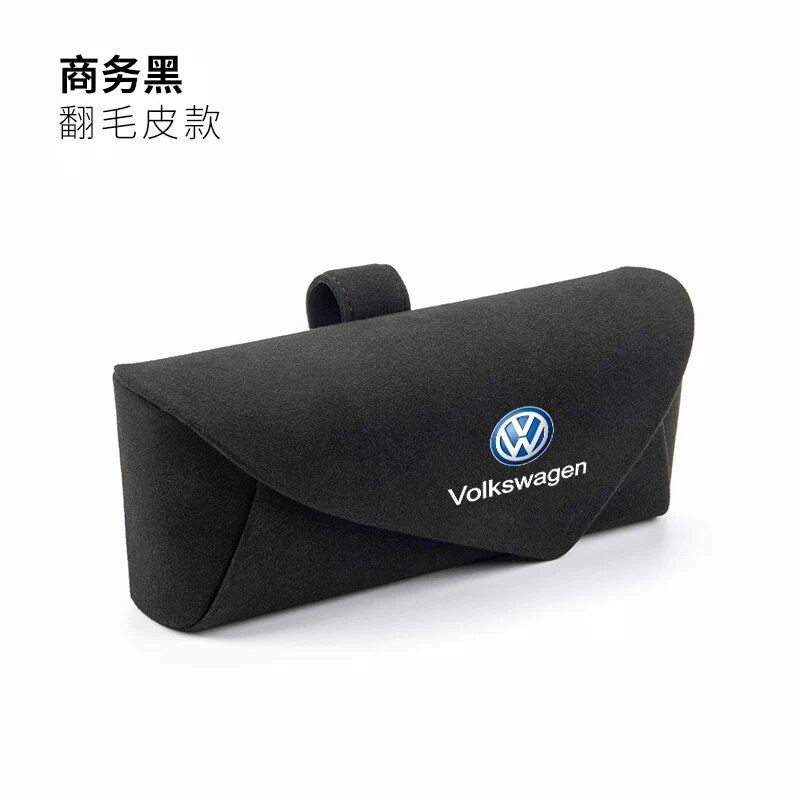 Автомобильный чехол для очков из фальшивой шерсти с логотипом Volkswagen, черный деловой стиль
