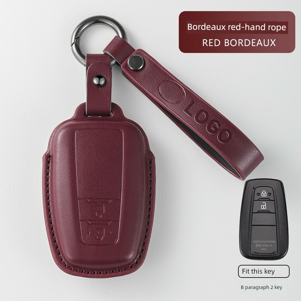 Ключевой брелок Toyota B Style с двумя кнопками в бордосском красном с шнуром для авто ключей