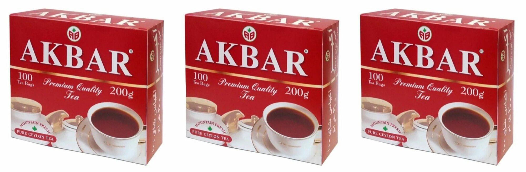 Akbar Чай черный в пакетиках, Red&White, 100х2 гр, 3 уп