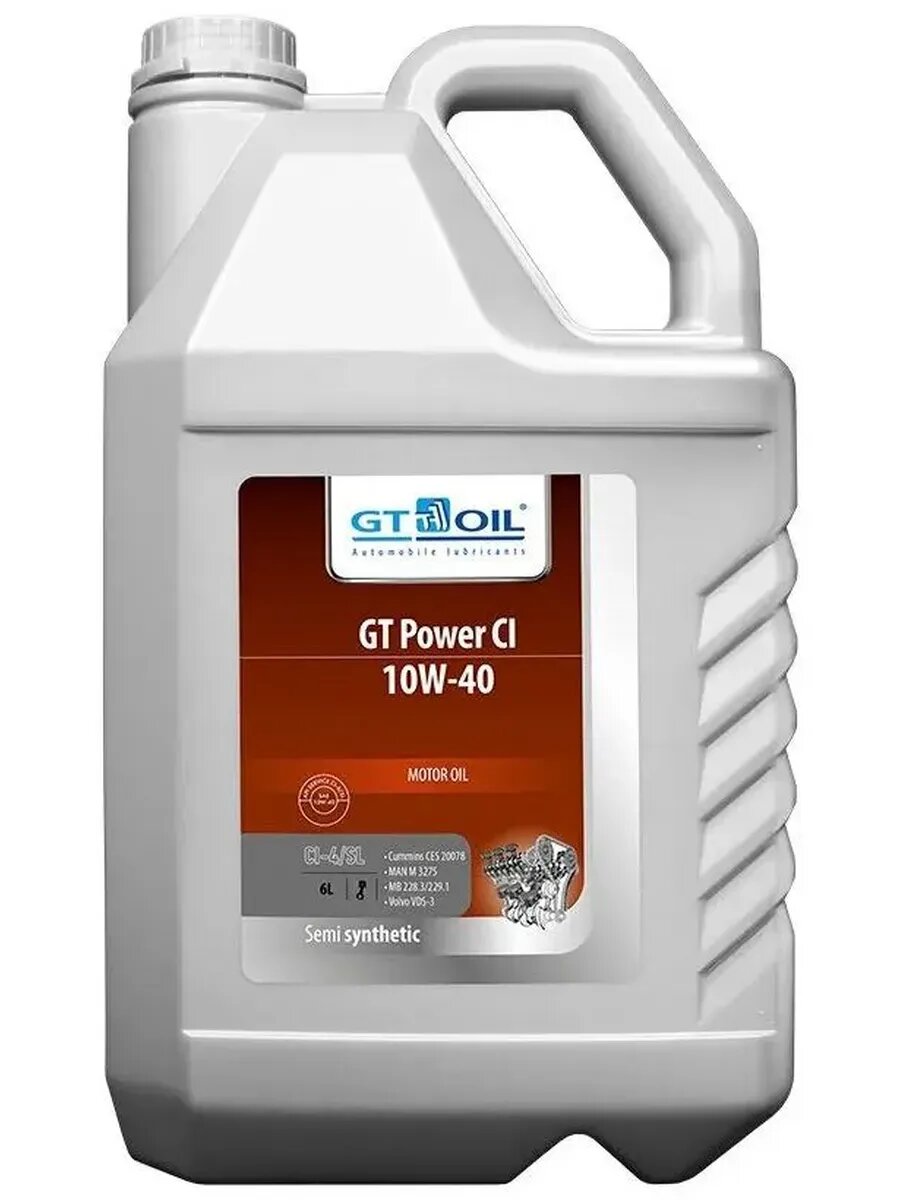 HC-синтетическое GT OIL Power CI 10W-40, 6 л, 1 шт.