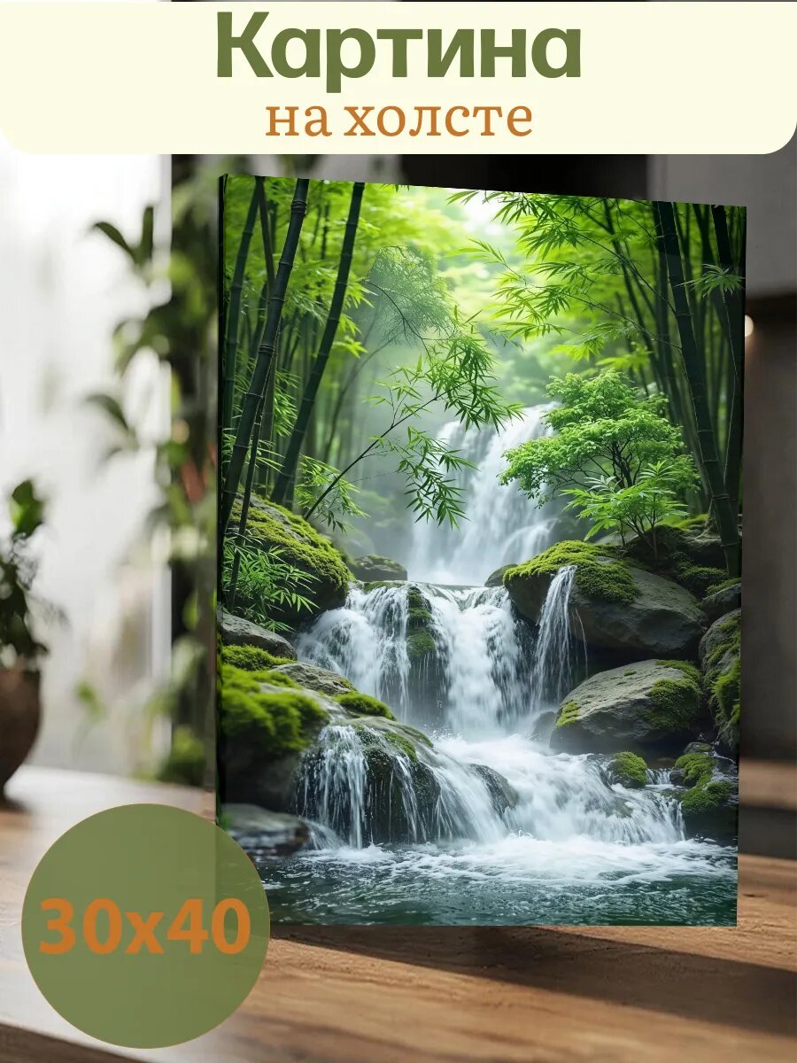 Картина 30х40 Природа Река Горы Эстетика Пейзаж Зелень