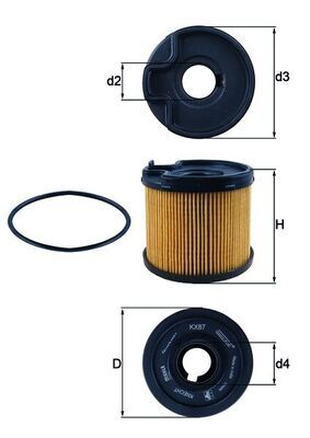 Фильтр топливный Mahle/Knecht KX 87D для Fiat Scudo, Ulysse; Suzuki Grand Vitara 1 (I), Vitara (ET), OEM 71771387, 9401906508, 15195-65J00-000