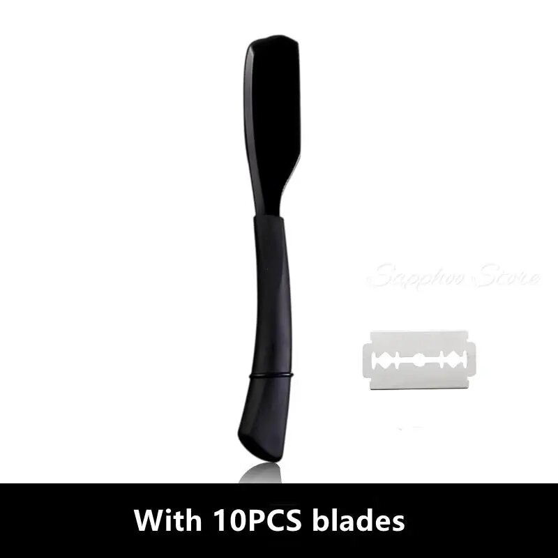 Мужская бритва из нержавеющей стали с силиконовой ручкой Черный, Razor and blade setE