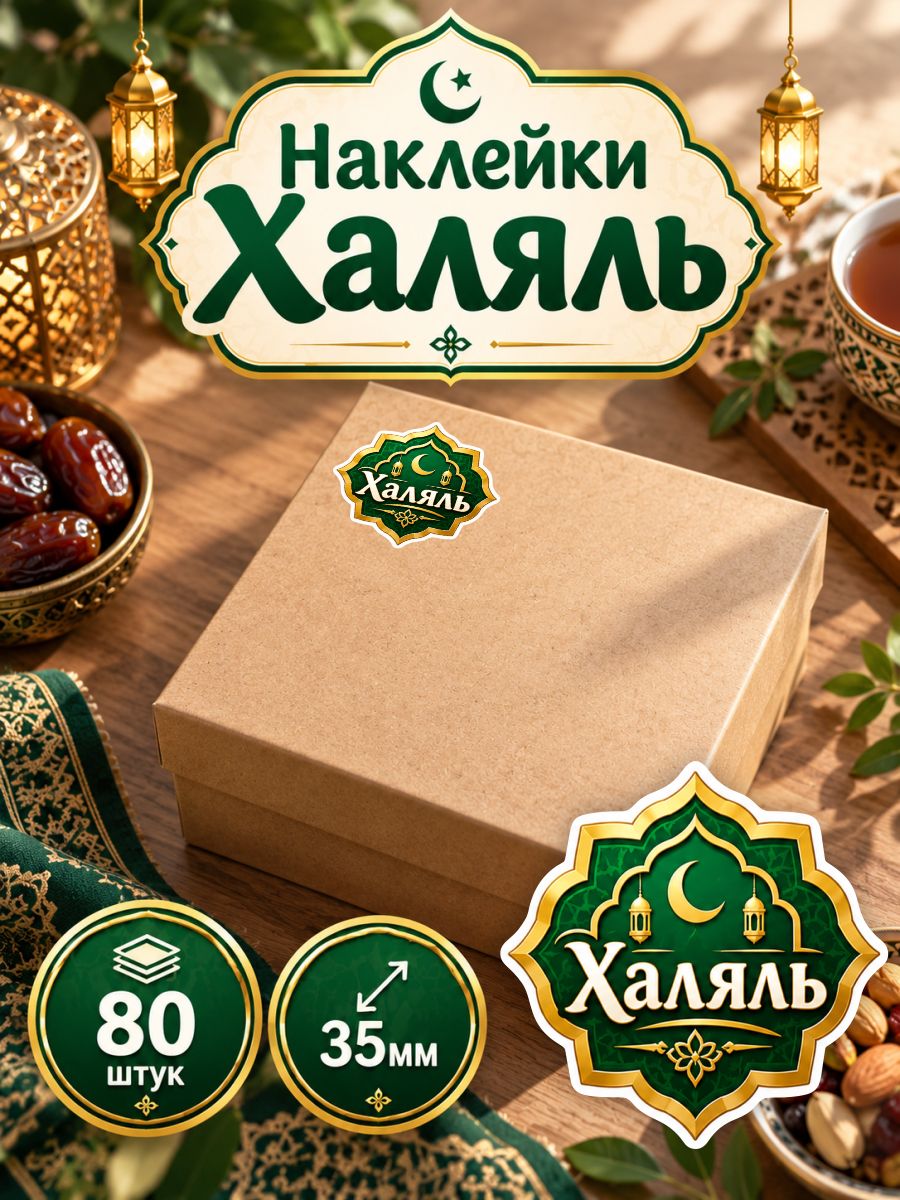Наклейки "Халяль" для упаковки - 80 шт