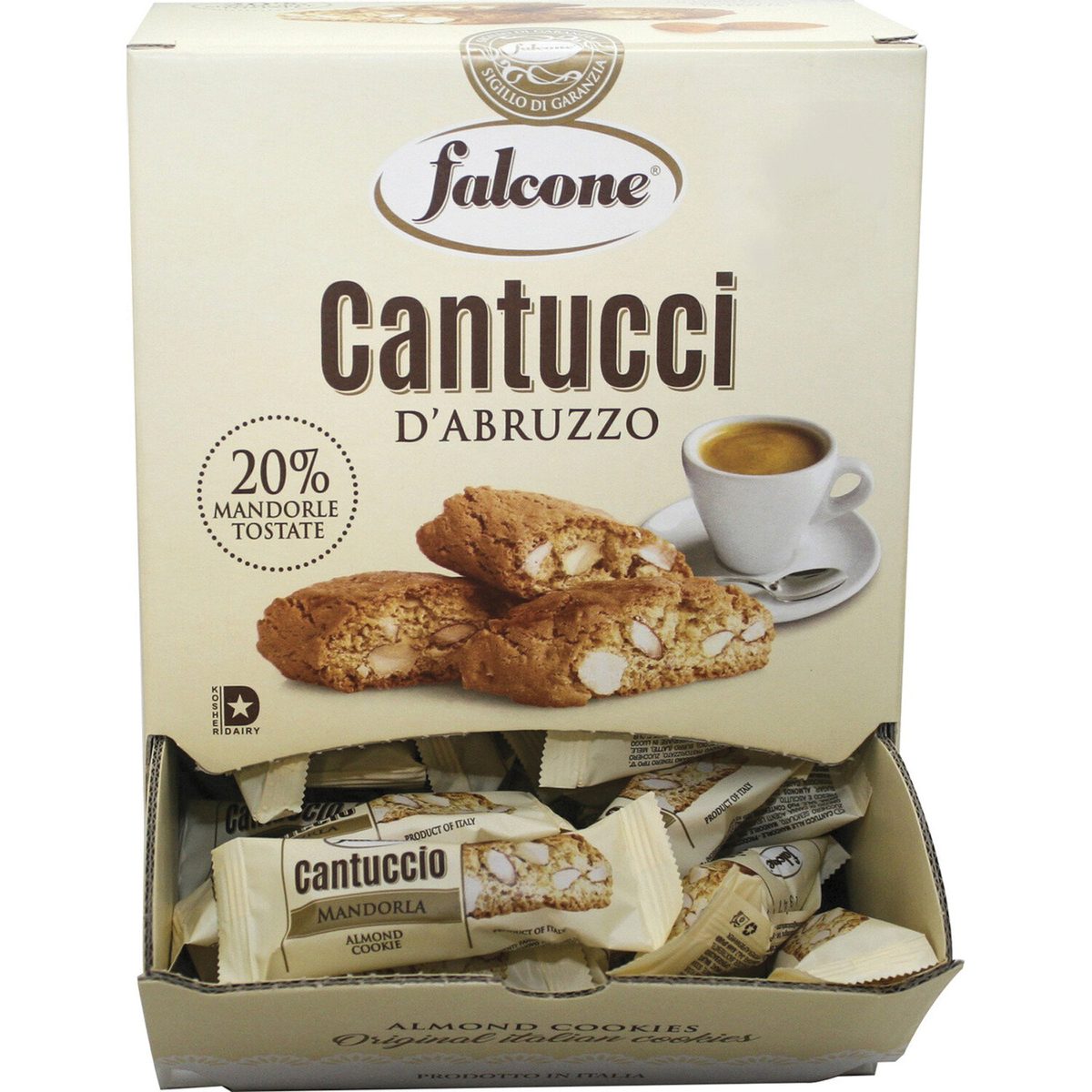 Печенье сахарное FALCONE "Cantucci" с миндалем, 1 кг (125шт. по 8г), в коробке Office-box (MC-00014394), 6 уп.